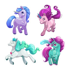 Fairytail magic animal cute unicorn cartoon Vector Image