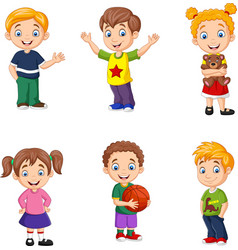 Cartoon happy children collection set Royalty Free Vector
