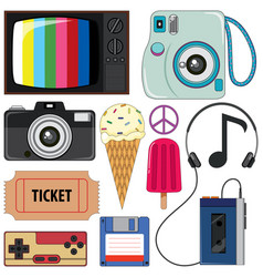 Set of retro object Royalty Free Vector Image - VectorStock