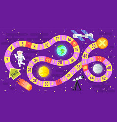Kids space board game template Royalty Free Vector Image