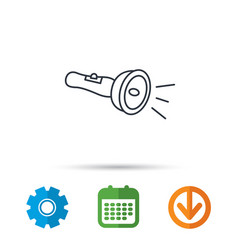 Flashlight icon light beam sign Royalty Free Vector Image