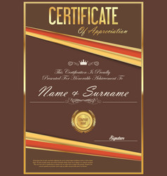 Certificate retro design template 13 Royalty Free Vector