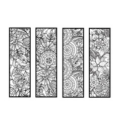 Big set of hand drawn floral mandala isolated on w