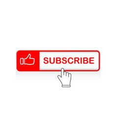 Red subscribe button with mouse pointer and Vector Image