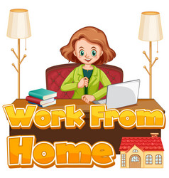 Font design for work from home with boy working Vector Image