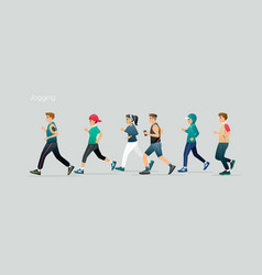 Running male and female jogging people Royalty Free Vector