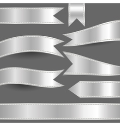 Big silver ribbons set Royalty Free Vector Image