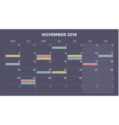 Calendar infographic table chart presentation Vector Image