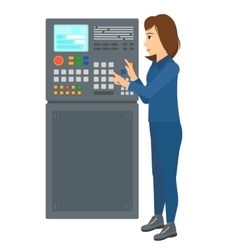 Engineer standing near control panel Royalty Free Vector