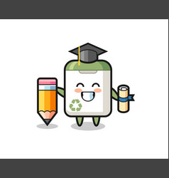 Trash can cartoon is graduation with a giant Vector Image