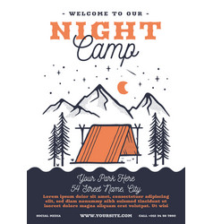 Summer camp night camping campfire pine forest Vector Image