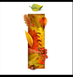 Autumn stylized alphabet with foliage digit3 Vector Image