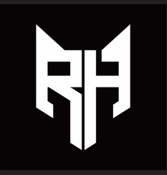 Rh logo monogram with circle and four taper shape Vector Image