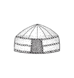 Yurt of nomads Hand draw Sketch drawing Royalty Free Vector