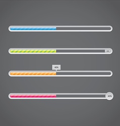 Shiny progress indicator set on a dark background Vector Image