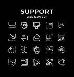 Technical support signs black thin line icon set Vector Image