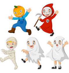 Cartoon kids wearing a different costume Vector Image