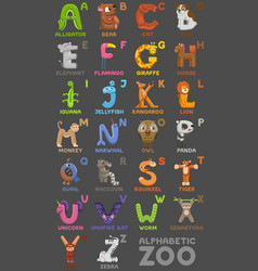 Zoo alphabet animal alphabet letters from a to z Vector Image