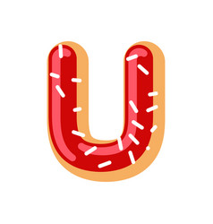 Donut font pie alphabet baked in oil letters Vector Image