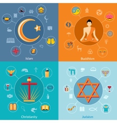 Islam icons set flat Royalty Free Vector Image