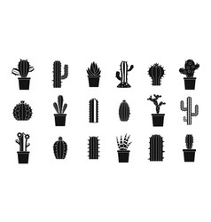 Cactus icon set simple style Royalty Free Vector Image