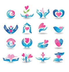 Love heart care valentine logo Royalty Free Vector Image