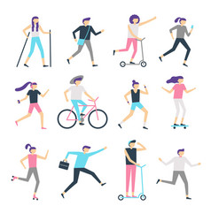 People doing physical activity outdoors men Vector Image