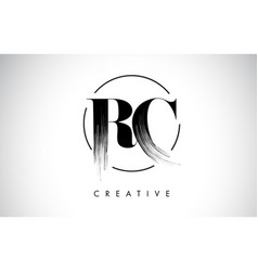 Rc brush stroke letter logo design black paint Vector Image