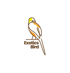 Bird lines art colorful parakeet logo symbol Vector Image