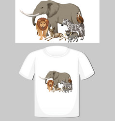 Group wild animals design for t-shirt Royalty Free Vector