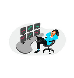 Happy cartoon broker relaxed watching the Vector Image