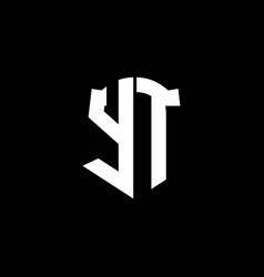 Yt logo monogram with circular shape shield Vector Image