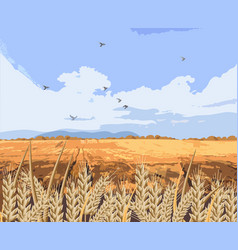 Farm village autumn season with hay background Vector Image