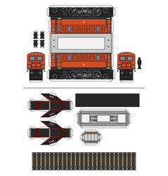 Paper model an old red diesel locomotive Vector Image