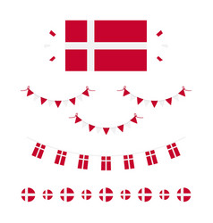 Denmark flags borders garlands set Royalty Free Vector Image