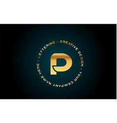 Yellow gold alphabet letter p logo company icon Vector Image