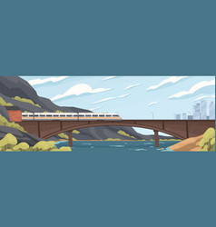 Cartoon train a railway Royalty Free Vector Image