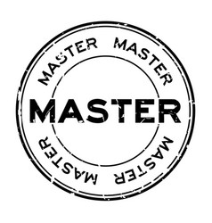 Grunge black master word round rubber seal stamp Vector Image