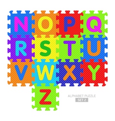 Puzzle font colorful jigsaw alphabet Royalty Free Vector