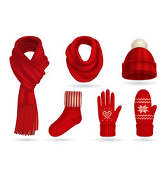 Knitted hat and scarf flat Royalty Free Vector Image