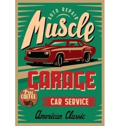 Retro car service sign Royalty Free Vector Image