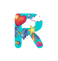 Grunge colorful font Letter R Royalty Free Vector Image