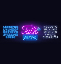 Let s talk neon sign on brick wall background Vector Image