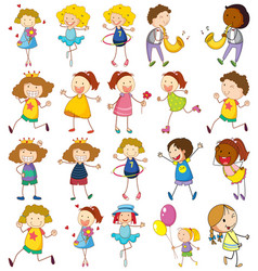 Hand drawing cartoon character happy kids Vector Image