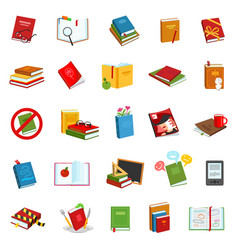 Library books cartoon set icon Royalty Free Vector Image