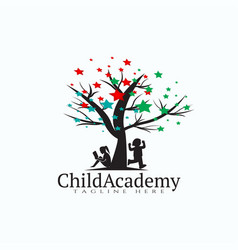 Child academy logo design kid education icon Vector Image