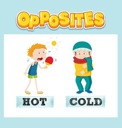 Opposite adjectives with cold and hot Royalty Free Vector