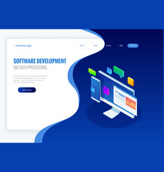 Isometric developing programming and coding Vector Image