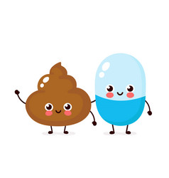 Cute happy smiling intestine and poop Royalty Free Vector