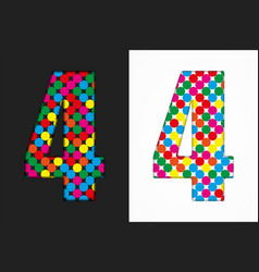 Bubble number - 4 glitter figure of colored dots Vector Image